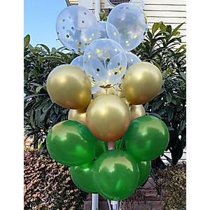 Graduation Decorations 2023 Green Gold/Green Gold Balloons/Green Gold Birthday Party Decorations 2 Set Table Centerpiece Balloons Stand Kit 15pcs for Summer Spring Green Gold Party Decorations