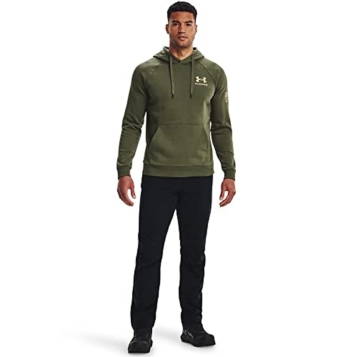 Under Armour mens New Freedom Flag Hoodie, Marine Od Green (390)/Desert Sand, Large