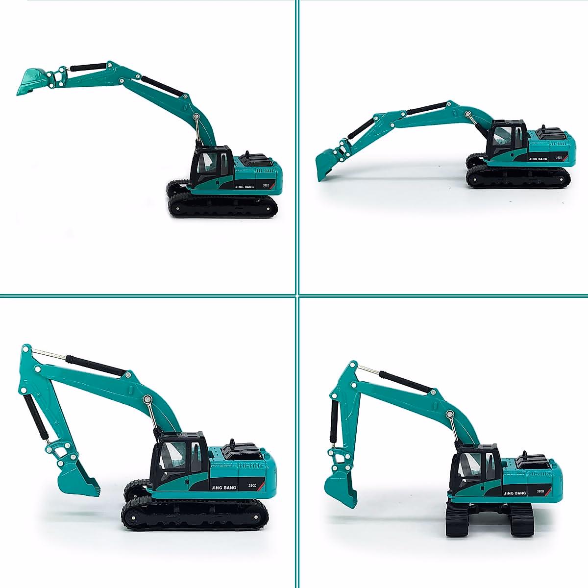 Flatbed Truck Toy with Crawler Excavator Toy Tractor Semi Tow Truck Transport Trailer Metal Diecast Construction Vehicles 2 in 1 Vehicle Playset Friction Powered Toy Trucks for Boys Kids Gift, red