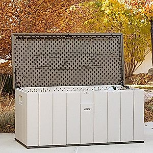 Lifetime 60254 Heavy-Duty Outdoor Storage Deck Box, 150 Gallon, Desert Sand/Brown