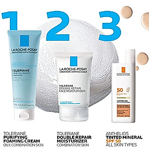 La Roche-Posay Toleriane Purifying Foaming Cream Cleanser for Oily Skin, Daily Face Wash with Ceramides and Niacinamide, Oil-Free, Fragrance Free