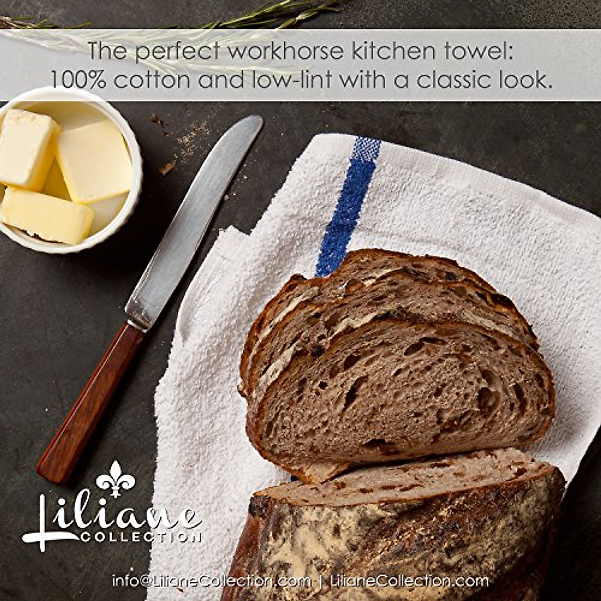 Liliane Collection 13 Bar Mops Kitchen Towels - 15" x 18" Commercial Grade 100% Cotton Kitchen Towels (High Density 28 oz/Dozen) - Terry Bar Mop Dish Towel - Thick and Absorbent