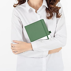 WORPICE Ruled Notebook Journal - Faux Leather Hardcover Writing Notebook, 5.7" x 8.4", 144 Pages, Lined Notebook/Journal with 100 GSM Thick Paper, Elastic Closure, Back Pocket, Bookmark - Green