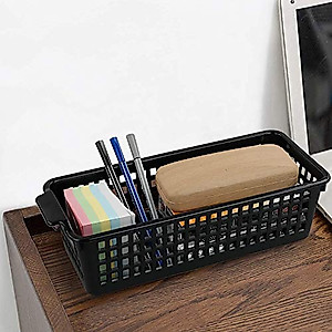 AnnkkyUS 6 Pack Small Plastic Storage Baskets, Black Desktop Baskets