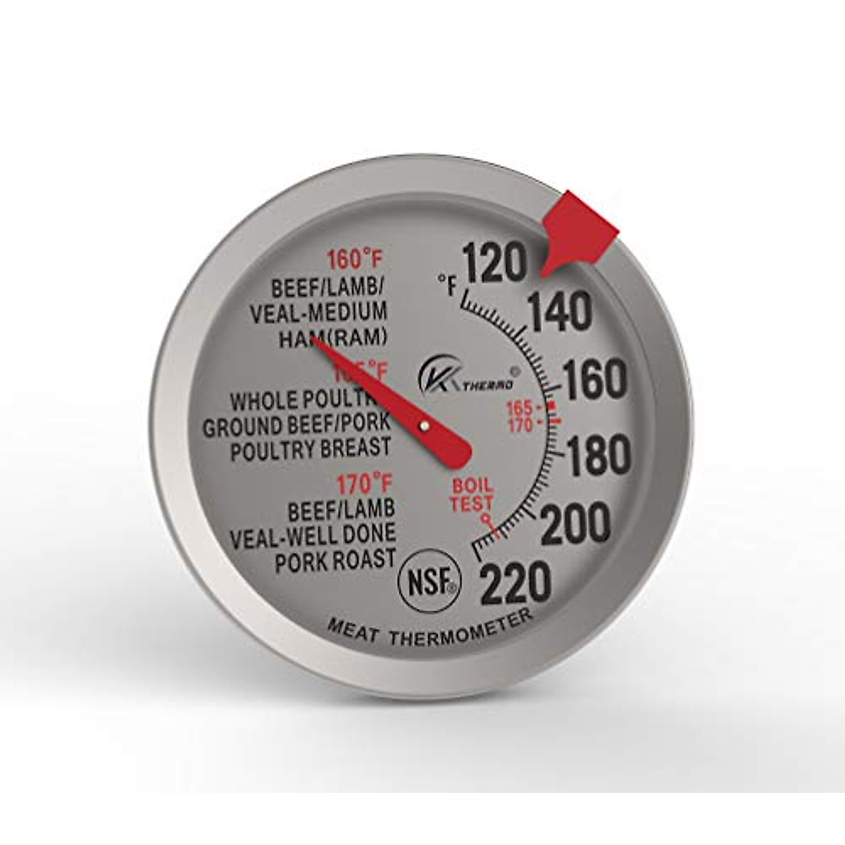 Digital Instant Read Meat Thermometer, Thermometer Cooking, Kitchen Food Thermometer with 4.6" Long Probes, 2.5” Waterproof Digital Grill Thermometer for Cooking, Beef, BBQ, Baking, Silver