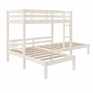 DHP Casey Kids' L-Shaped Corner Triple Bunk Bed, White