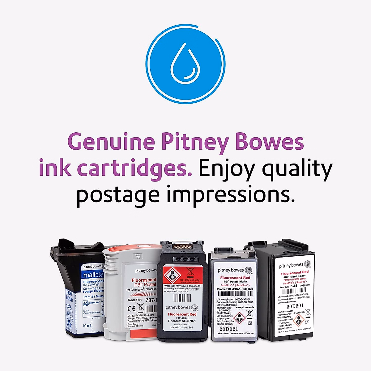 Pitney Bowes 793-5 Ink Cartridge for DM100, DM200 and SendPro C and SendPro+, Red Ink, 35 ml