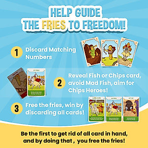 THE GREAT FRIES ESCAPE - Foodie Adventure Card Game for Kids, Easy to Learn Playing Cards for Kids, Ideal for Family Game Night, Party Game, Camping - Fun Artwork | 2-7 Players, Ages 6 & Up