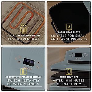 HTVRONT Auto Heat Press Machine - 15"x15" Smart Heat Press Machine for T-Shirts - Heat Up Fast & Distribute Heat Evenly, Intelligent Tshirt Press Machine for HTV, Sublimation, Heat Transfer Projects