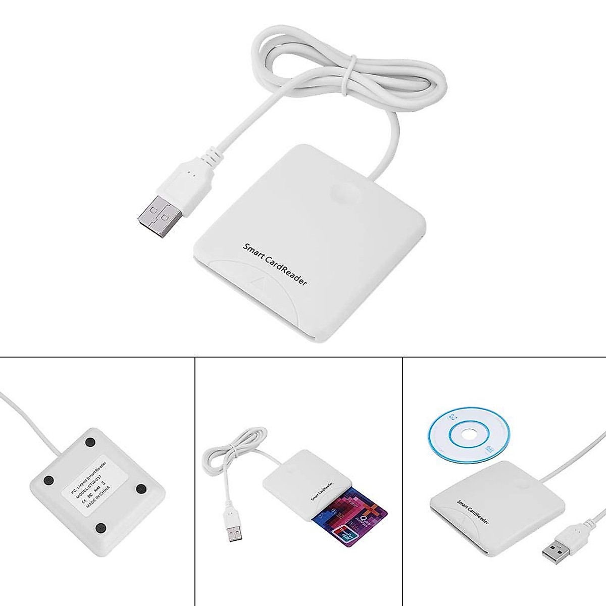 Oumij Credit Card Reader Portable USB Card Reader Full Speed Smart Chip Reader IC Mobile Bank Credit Card Readers