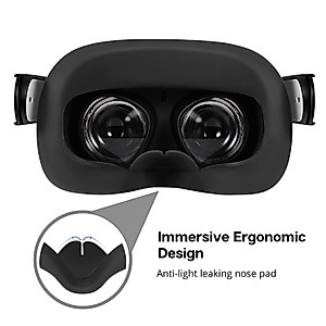 TNP Silicone Cover Set for Oculus Quest 2 Meta Quest 2 Controller Protector Black 3 in 1 Silicone VR Face Cover, Protective Lens Cover, VR Headset Skin Shell Accessories for Oculus Quest 2