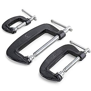 Hi-Spec 3pc Mini Small C Clamps Set. 1, 2 & 3 Inch Metal Clamps for DIY, Crafts, Woodworking & Carpentry