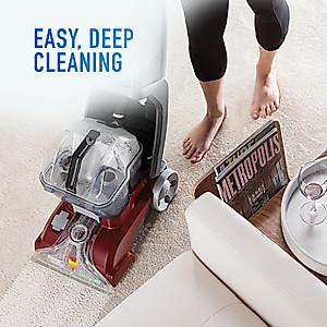 Hoover Power Scrub Deluxe Carpet Cleaner Machine, Upright Shampooer, FH50150, Red