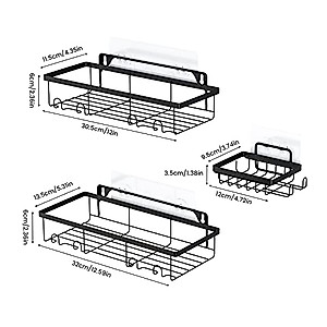 FELOOW Shower Shelf Organizer with Soap Holder Towel Bar,4 Pack No Drilling Traceless Adhesive Bathroom Storage Basket,SUS304 Stainless Steel Wall Mounted Rack for Bathroom Kitchen