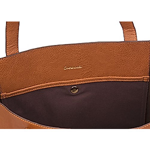 Overbrooke Reversible Tote Bag, Tan - Vegan Leather Womens Shoulder Tote with Wristlet