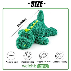 YOUBLEK 16" | 2 Pounds Green Dinosaur Weighted Stuffed Animals,Sensory Comfort Plush Throw Pillow Toy,Kawaii Plushies Hugging Toy Gifts for Kids & Adults (Dinosaur, 16 inch 2 Pounds)