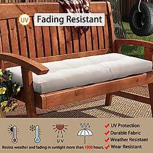 Magpie Fabrics Patio Bench Cushion 45"x18", Indoor/Outdoor Non-Slip Water Resistant Long Seat Pads, Tufted Loveseat Cushion for Swing, Settee, Window, Garden, Wicker, Front Porch(Recycled Cream White)