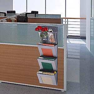 YOLOXO Heavy Duty Over The Door File Organizer, Wall Mounted Hanging Wall File Organizer for File Folders, School Mailbox, Home/Office Papers (Grey)