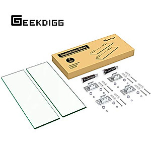 GeekDigg 2 Sets Glass Shelves for Bathroom, No Drilling Shower Caddy Glass Shelves for Wall Glass Bathroom Storage Organizer Shelf with Aluminum Bracket for Bathroom, Shower, Kitchen, Laundry