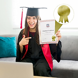 Zonon 200 Pieces Ribbon Embossed Seal and Gold Foil Certificate Seal Embossed of Achievement Ribbon Certificate Seals Stickers Envelope Gold Award Stickers