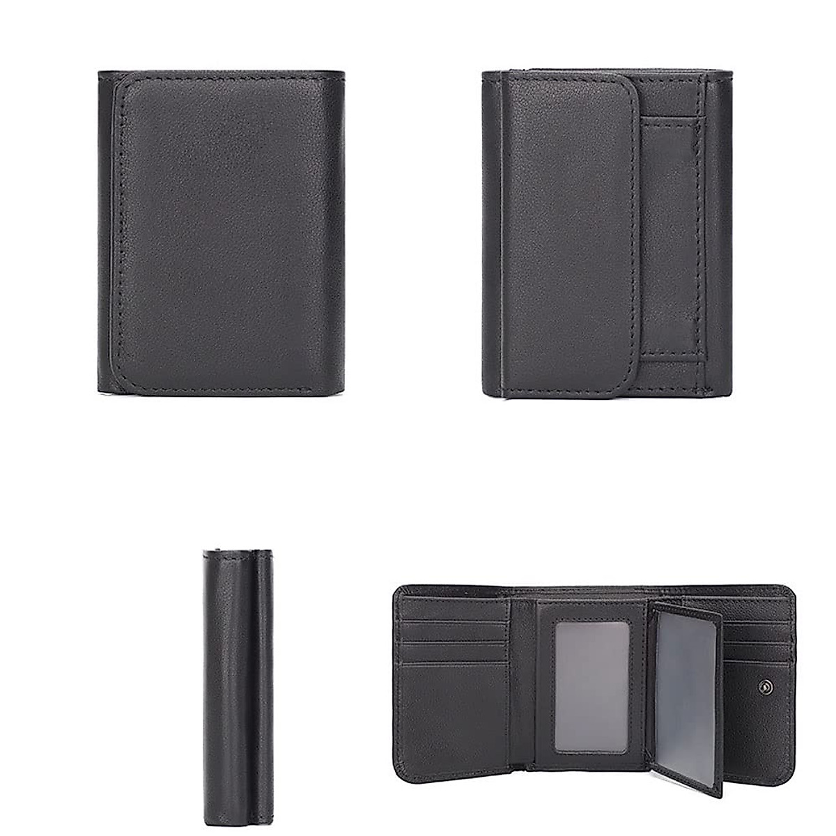 XIXIDIAN Fashion Men's Coin Purse Wallet RFID Blocking Man Leather Wallet，Genuine Leather Slim Trifold with ID Window (Color : Black, Size : 11 * 8CM)