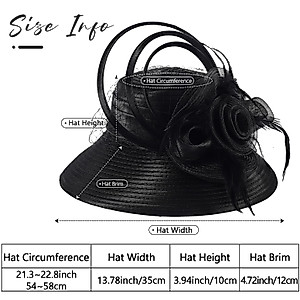 Women Church Tea Party Hat Kentucky Derby Wedding Cloche Bowler Dress Hats with Feathers(Black)