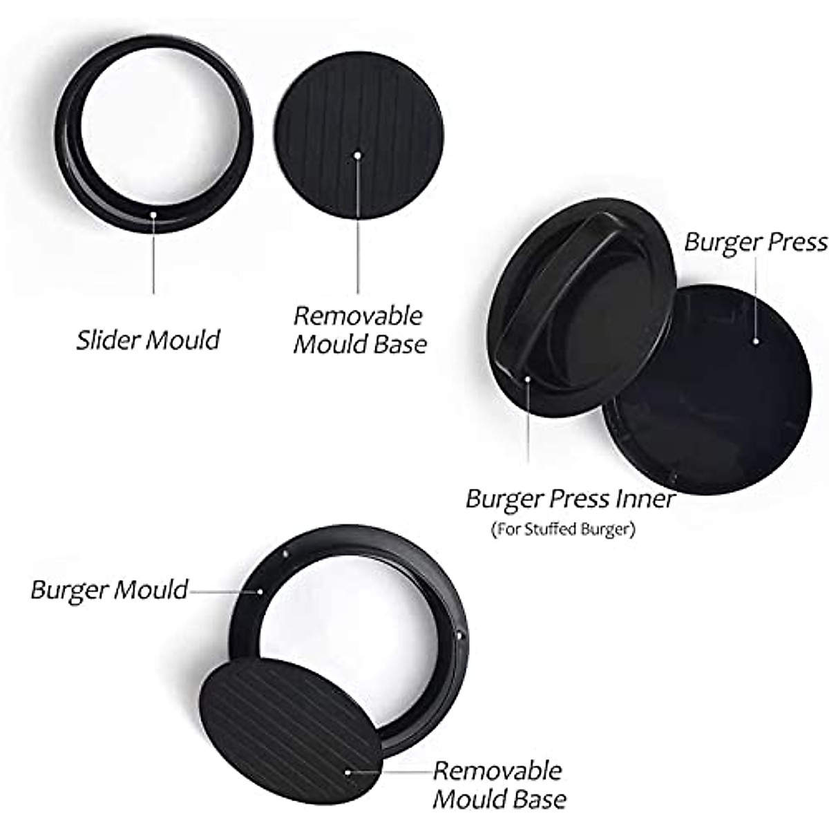 Hamburger Patty Maker, 3 in 1 Burger Press, Non-Stick Burger Press Patty Maker, Smash Burger Press, Slider Burger Beef Meat Mold for Cooking Stuffed Hamburger, Beef Burger, Sliders, BBQ Grilling