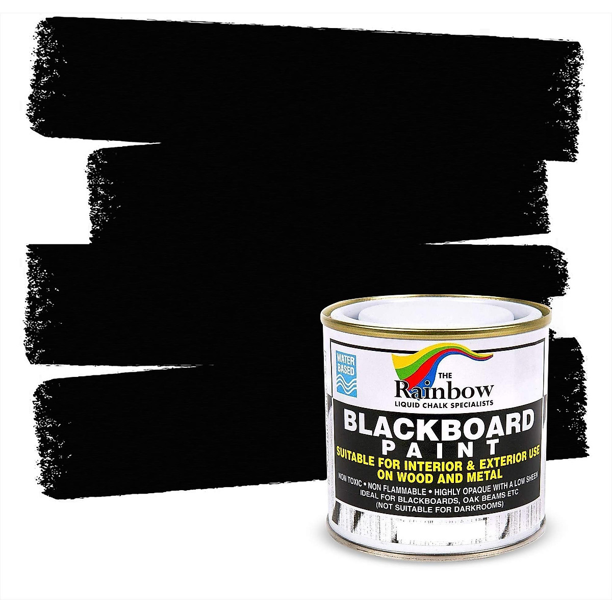Chalkboard Blackboard Paint - Brush on Wood, Metal, Glass, Wall, Plaster Boards Sign, Frame or Any Surface. Use with Chalk Pen Wet Erase, Non-Toxic - Matte Finish [Black] - (8.5oz Cover 32 sf)