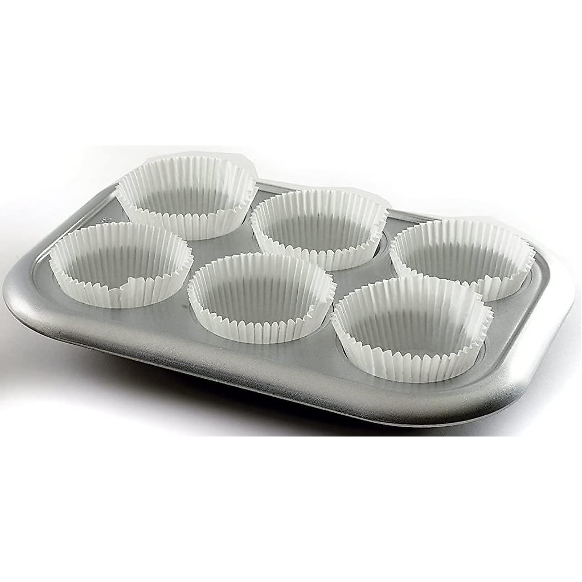 500 Jumbo Cupcake Muffin Liners 2 1/4" X 1 7/8" | Large Tall White Fluted Baking Cups Cupcake Liners