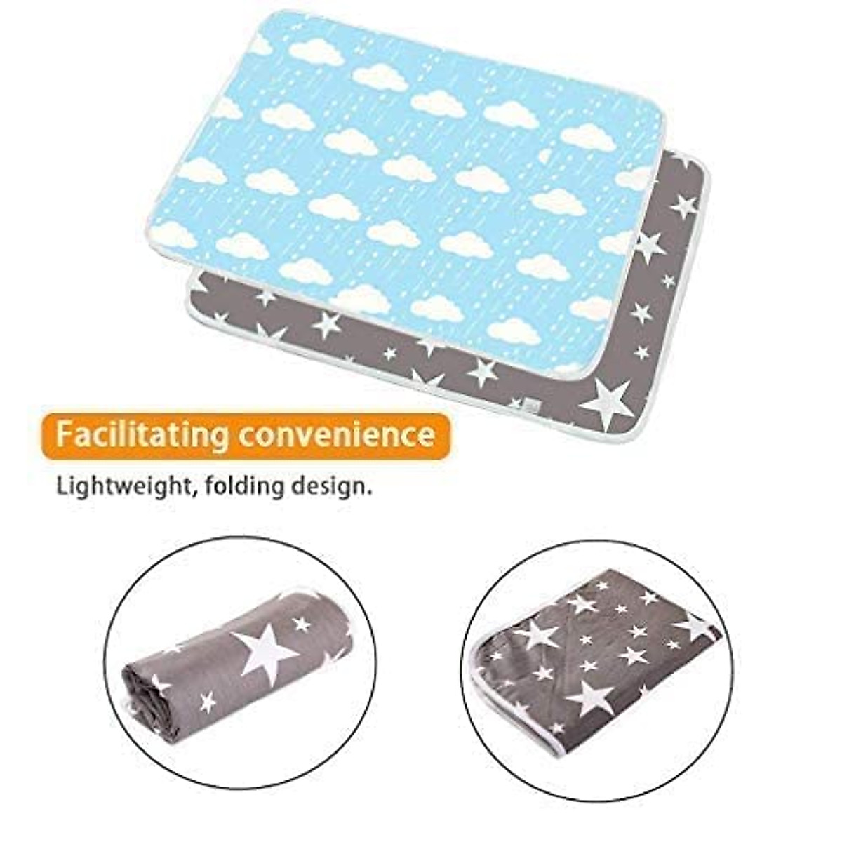 Waterproof Baby Diaper Changing Pad Multi Function Diaper Change Mat for Girls Boys Newborn - Leak Proof Sanitary Mats for Home and Outdoor, Travel,Premium Liners 19.6X27.5 in (Grey&Blue)
