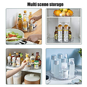 Roninkier Clear Lazy-Susan Turntable Organizer - Rotating Storage Turntable for Kitchen, Pantry, Cabinet, Refrigerator, 11-Inch Lazy Susan with 5 Removable Bins and 2-Pack 11-Inch Lazy Susan