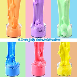 6 Pack Jelly Cube Slime, Soft and Glossy Clear Slime, DIY Stress Relief Sludge Slime Toys, Birthday Gift, Party Favors Slime Kit for Girls and Boys