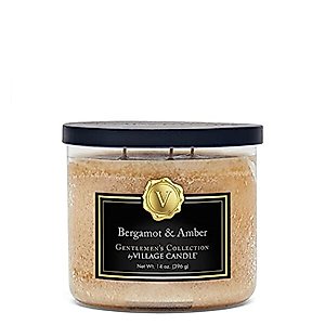 Village Candle Bergamot & Amber Medium Bowl, 14 oz, Ivory, 14 Ounce