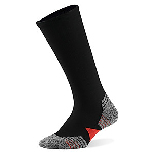 WANDER 6 Pairs Men's Athletic Run Cushion Over-the-Calf Tube Socks (6 pairs Red, L:Shoe Size:9-12)