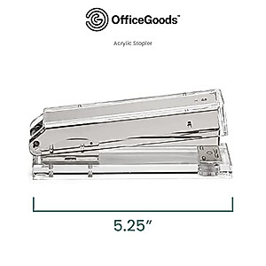 OfficeGoods Acrylic Stapler - Gorgeous Modern Accessory for The Stylish Desk at Home, Office, or School - Takes Standard 1/4" Staples - 5.25" Long - Silver