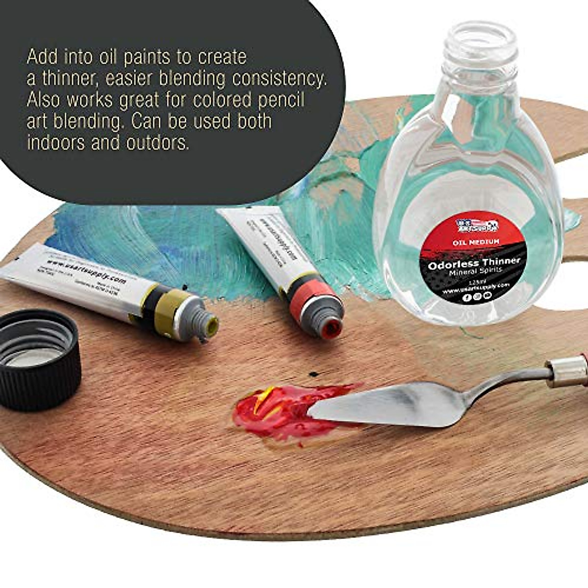 U.S. Art Supply Odorless Mineral Spirits Thinner, 125ml / 4.2 Fluid Ounce Container