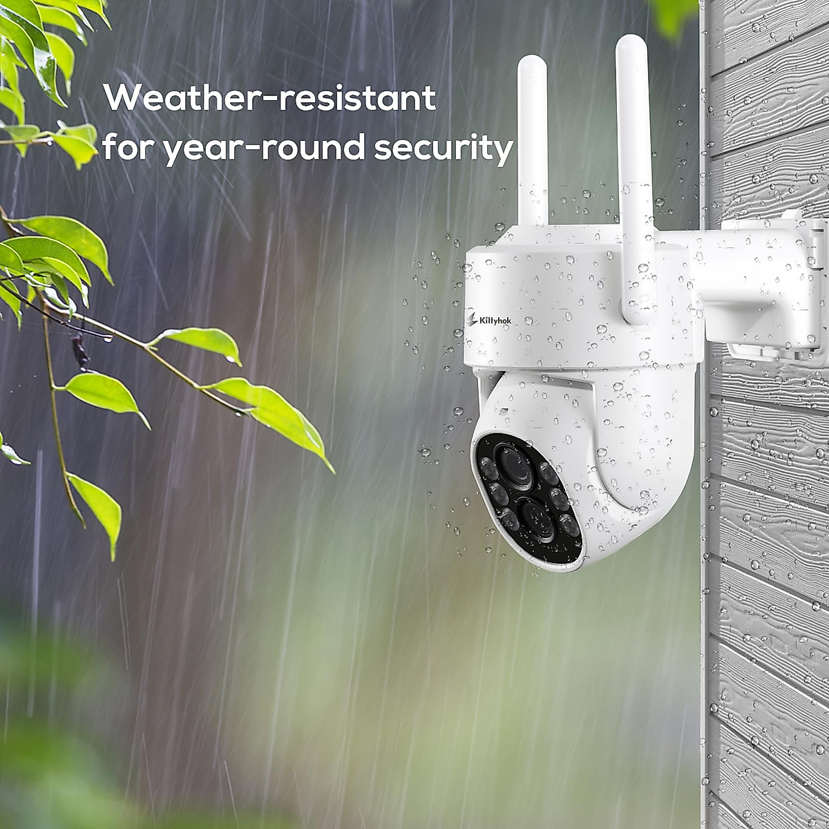 Kittyhok PTZ Wireless Security Camera System | 4pcs Dual Lens 2K Security Camera Wireless Outdoor with 10X Zoom, WiFi6 2.4G/5G, Auto Tracking, Human Detection, Spotlight | 10CH NVR with 500GB HDD