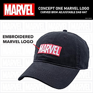 Marvel Logo Cotton Adjustable Dad Hat, Black, One Size