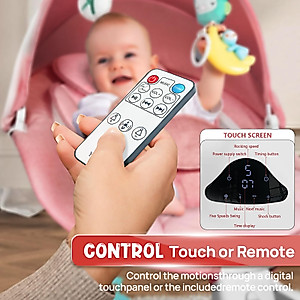 Baby Swing for Infants,Electric Portable Swing for Baby Boy Girl,Remote Control Indoor Baby Rocker with 5 Sway Speeds,3 Timer Settings,12 Music and Bluetooth.(Pink)