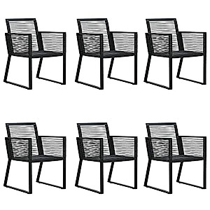 WHOPBXGAD 7 Piece Patio Dining Set Rattan Chair,Gardens Patio Furniture,Oak Patio Furniture Set,Sui for Gardens, lawns, terraces, poolsides, patios,Black PVC Rattan