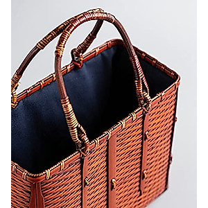 Womens Woven Bamboo Tote Bag Straw Clutch Bags Big Size Straw Bag Satchel Purses