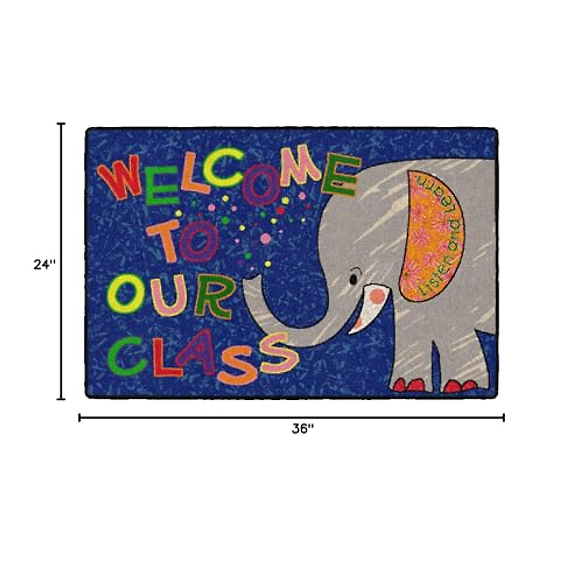 Flagship Carpets Childrens Multicolor Welcome Mat for Classroom or Kids Home School Room, Kids Room and Playroom or Entryway Rug, 2' x 3', Elephant