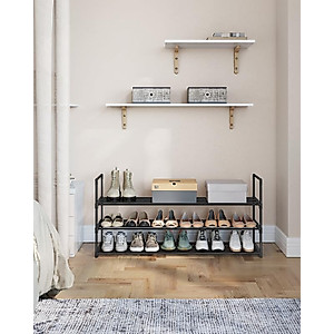 SONGMICS Shoe Rack, 3 Tier Shoe Organizer, Metal Shoe Storage Shelf for 18 Pairs of Shoes, Easy to Assemble, Entryway, Black ULSA033B01