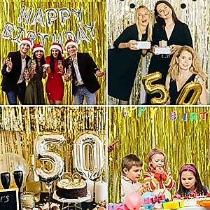 Gold Foil Fringe Curtains Tinsel Backdrop Birthday Decorations, 3.28 * 8.2ft, Photo Booth Props Gold Sparkle Party Suppliers for Engagement, Bachelorette Party, Christmas, New Year