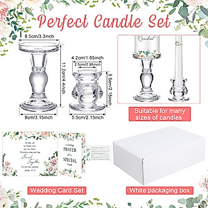 Layhit Unity Wedding Candles Ceremony Set with Glass Candlesticks Holders Wedding Accessories and Decor Unity Candle Set for Religious Wedding Anniversary Big Events Gifts for Couple