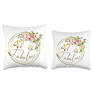 47 and Fabulous 47th Birthday Gifts for Women Birthday Gifts Fabulous 47 Years Old Throw Pillow, 18x18, Multicolor