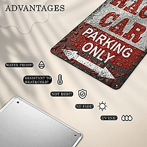 Race Car Room Decor For Boys - 8x12 Metal Tin Race Car Parking Only Sign - Car Themed Room Decor Gift - Garage, Man Cave, Bedroom Wall Decor