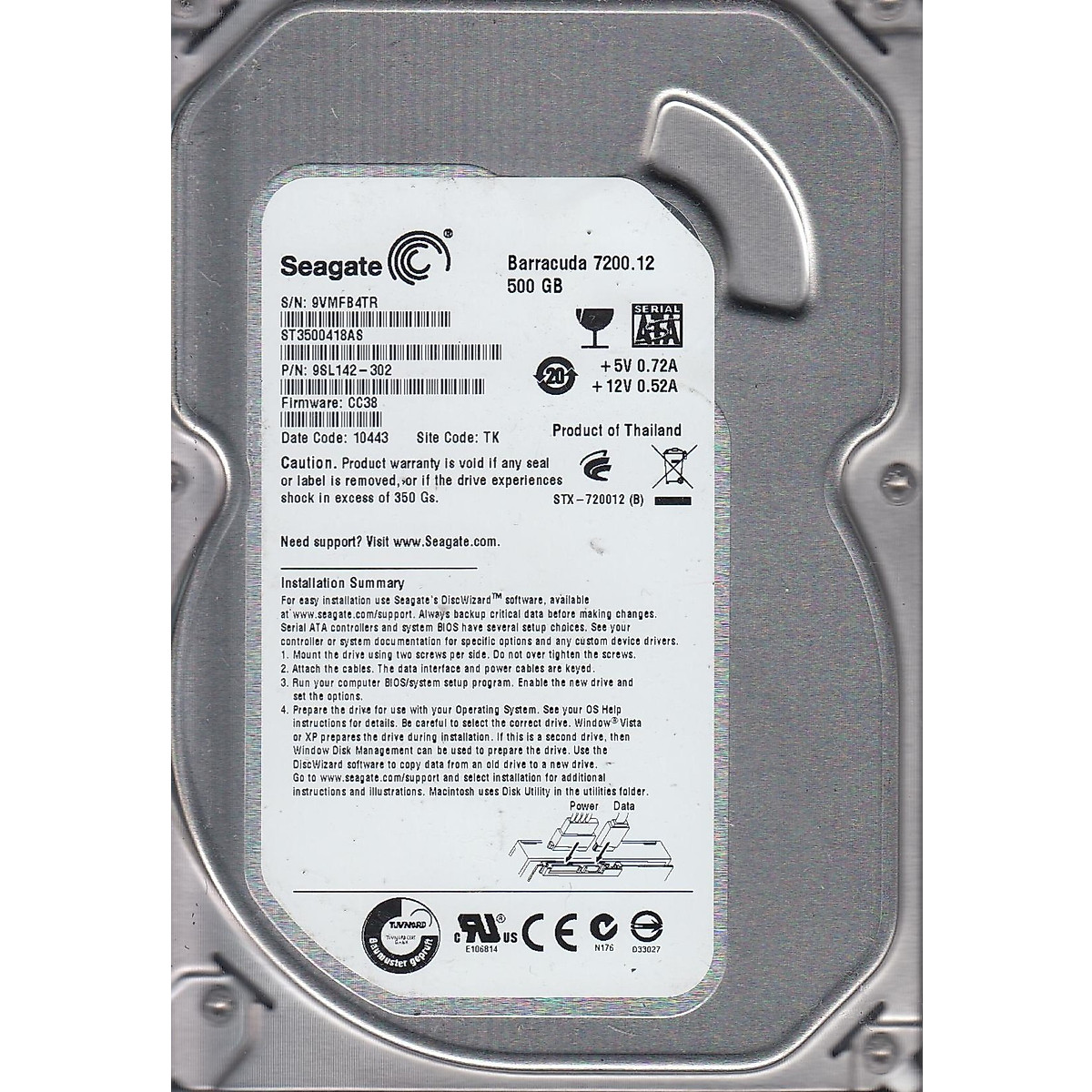 Seagate ST3500418AS 500GB 7200K SATA Hard Drive (Renewed)