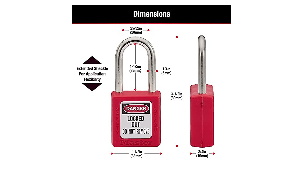 Master Lock 410RED Lockout Safety Padlock | OSHA Compliant Security
