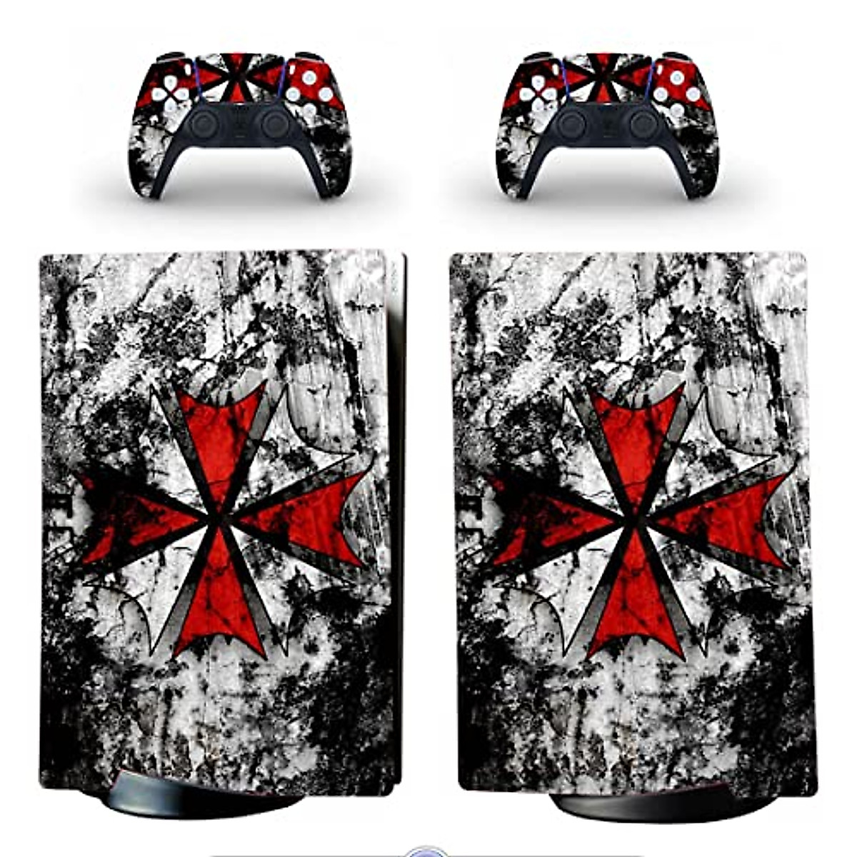 JOCHUI Standard Digital Console Skin Controllers Sticker Decals Compatible with PS5 Digital Console Classic Umbrella